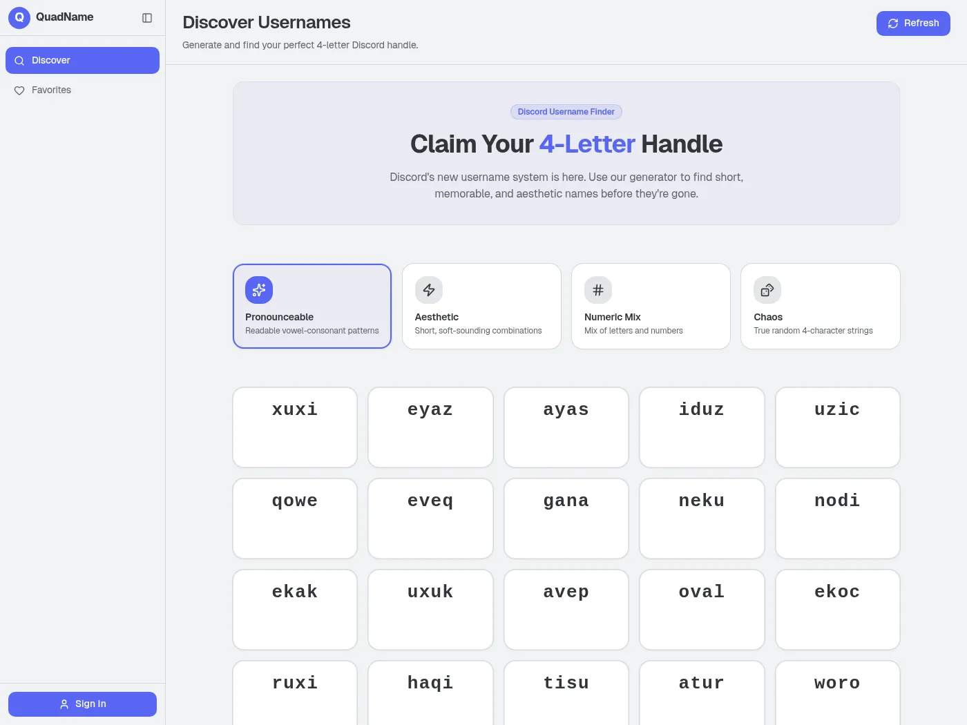 Discord 4 Letter Finder