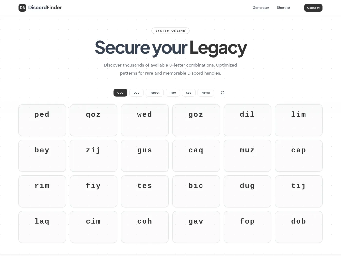 Discord 3-Letter Finder