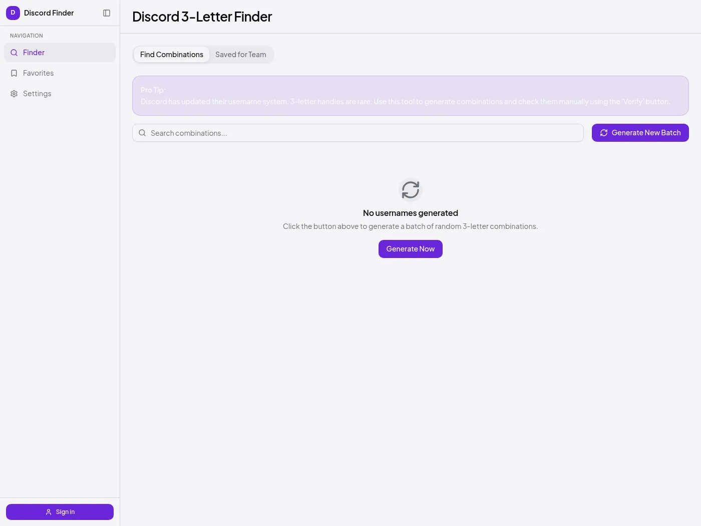 Discord 3-Letter Finder