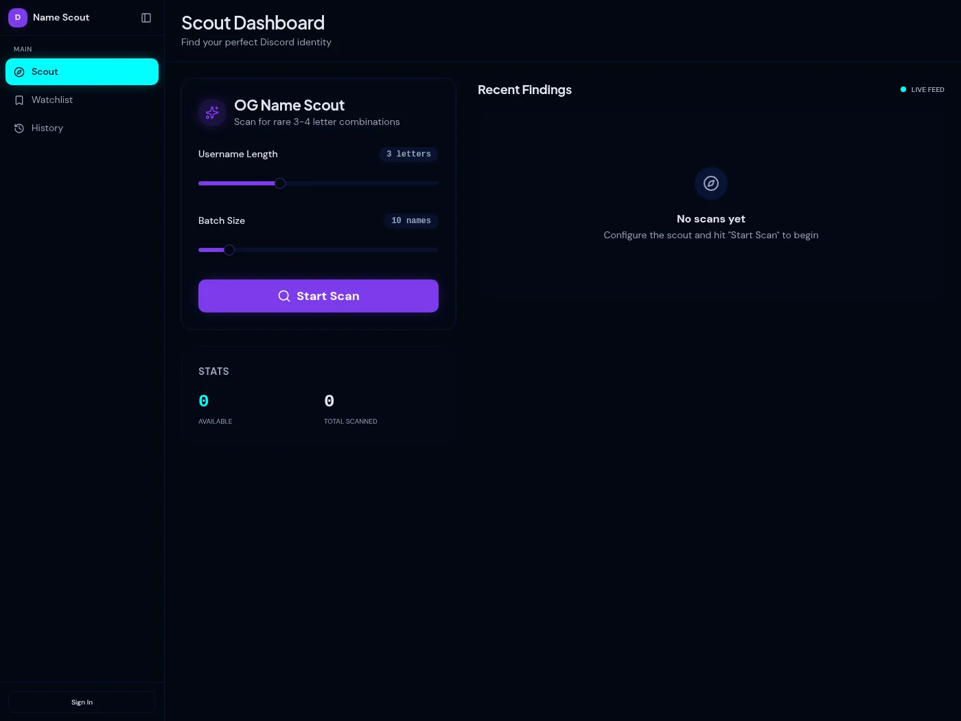 Discord Name Scout