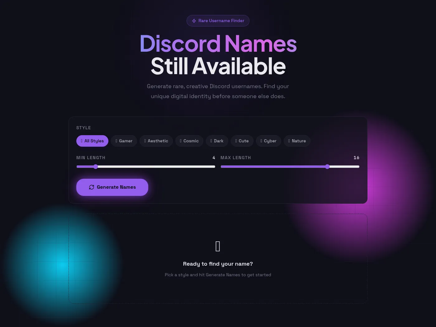 Rare Discord Name Finder