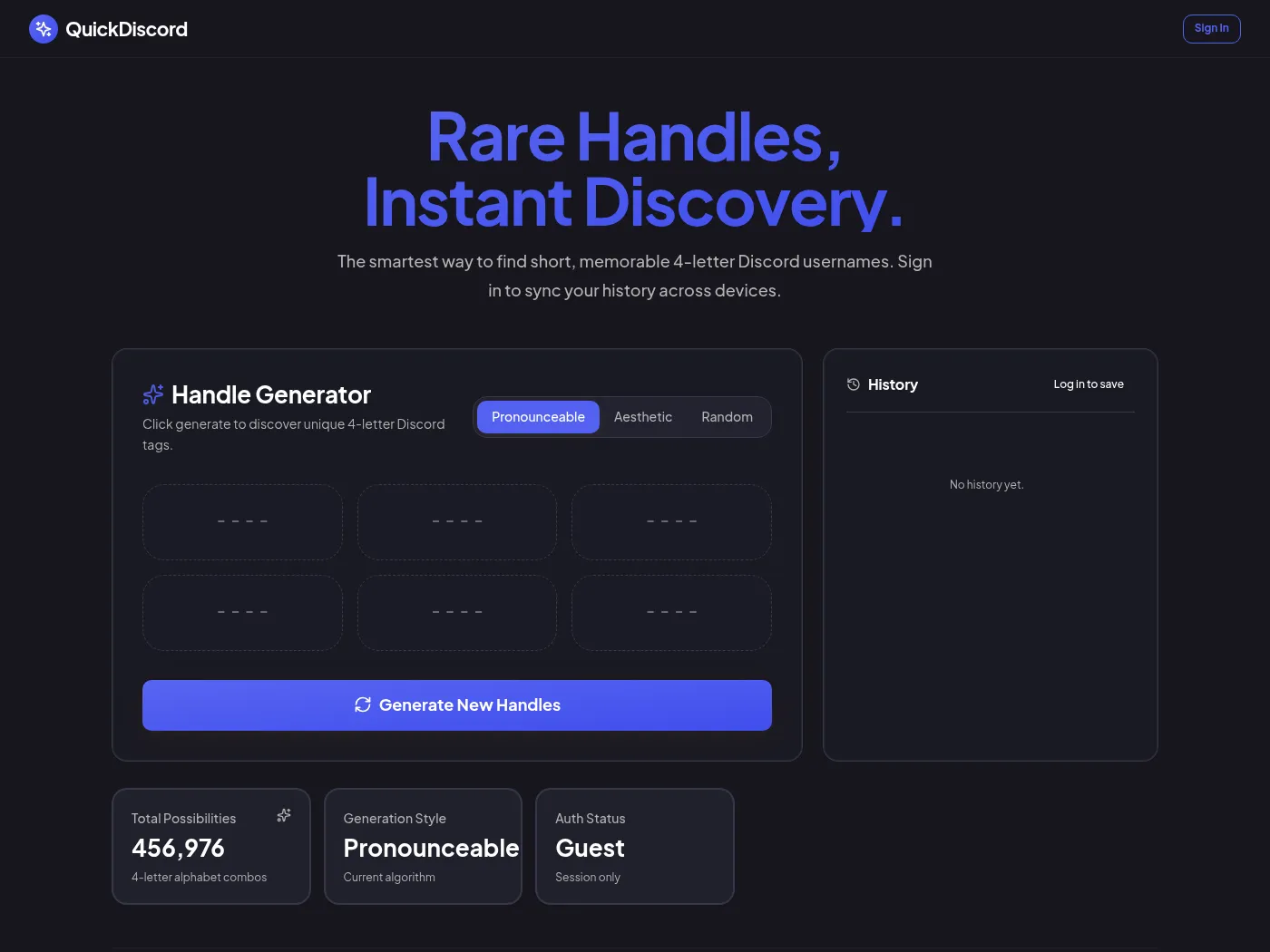 QuickDiscord HandleGen