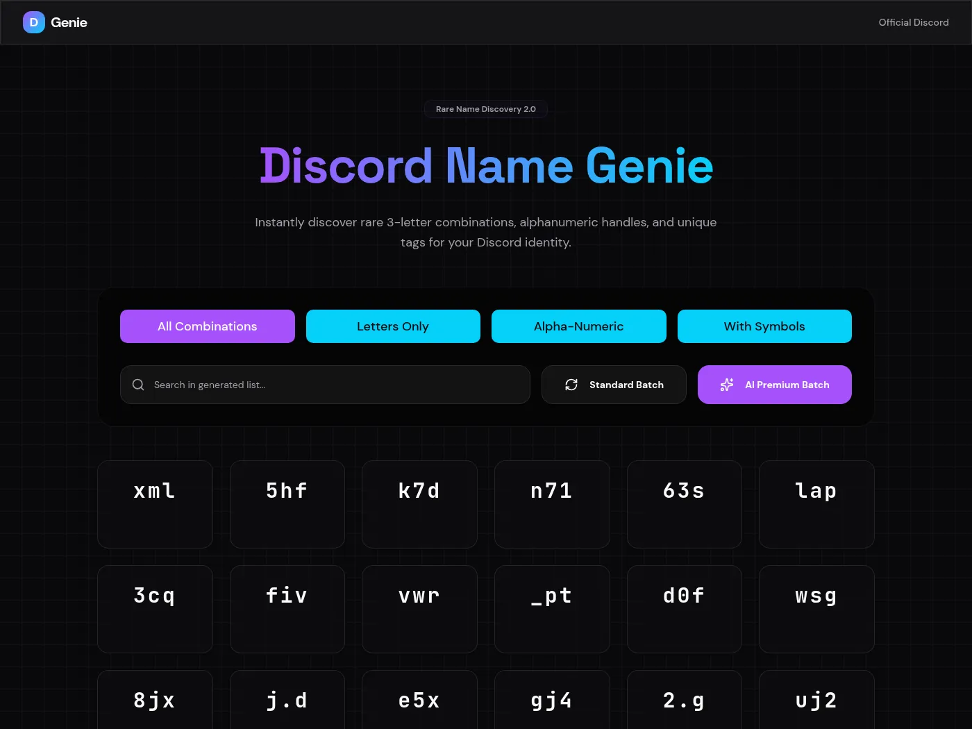 Rare Discord Name Genie