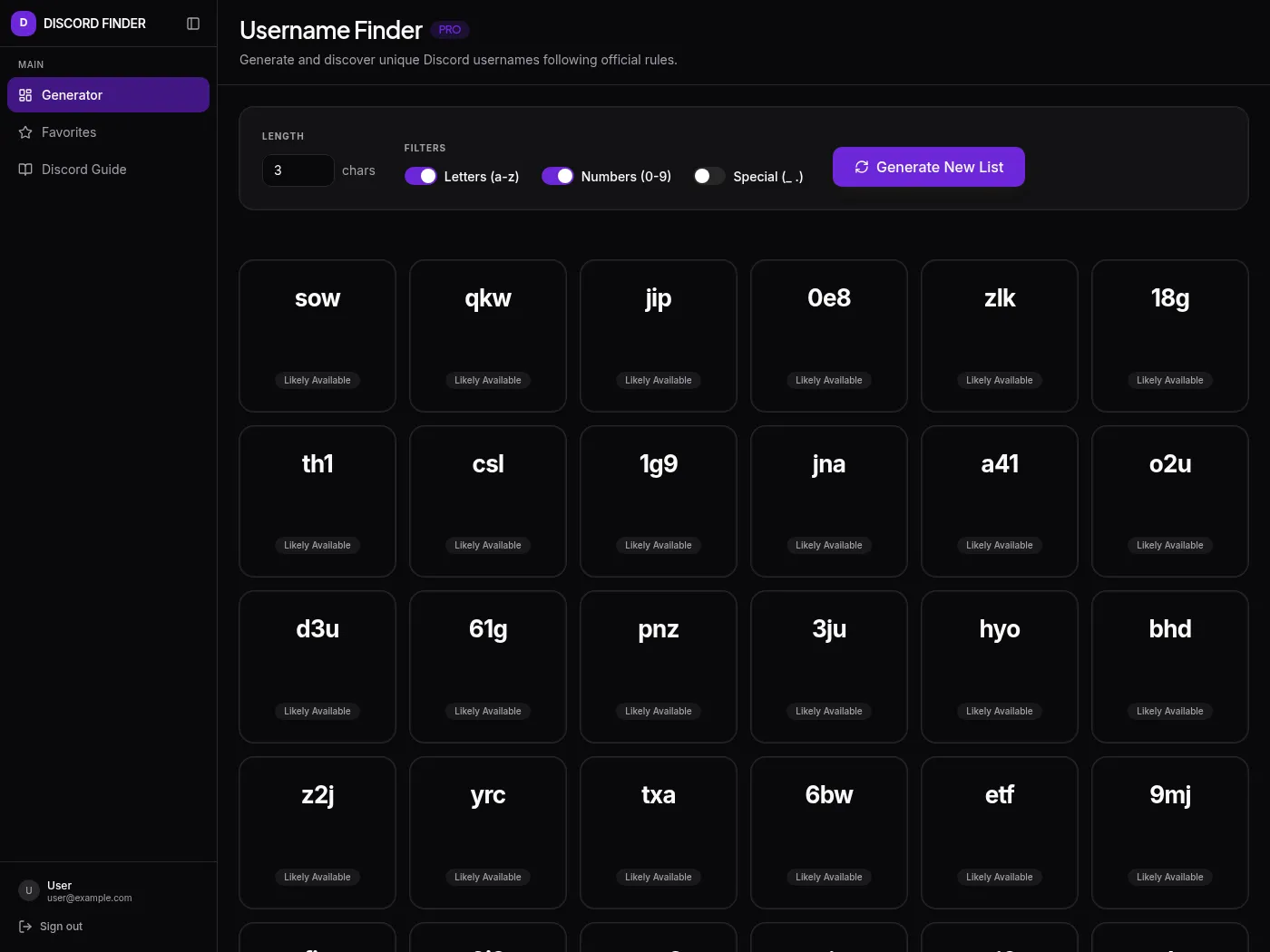 Discord Name Finder
