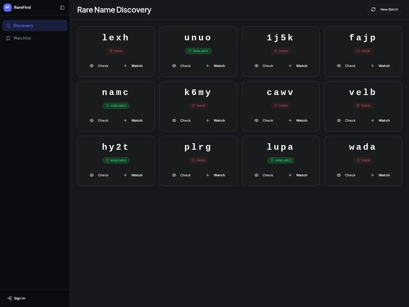 Rare Discord Name Finder