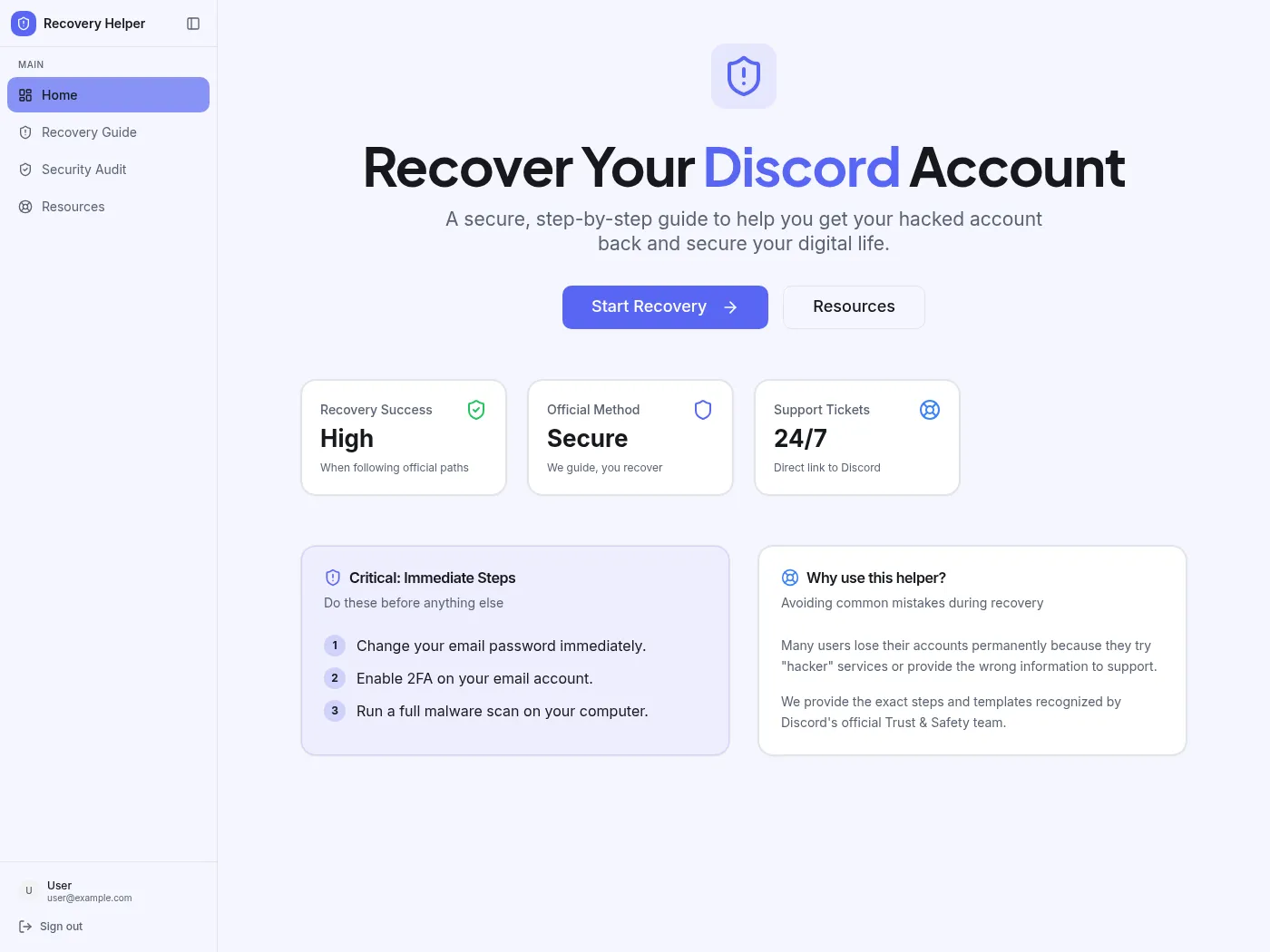 Discord Recovery Helper