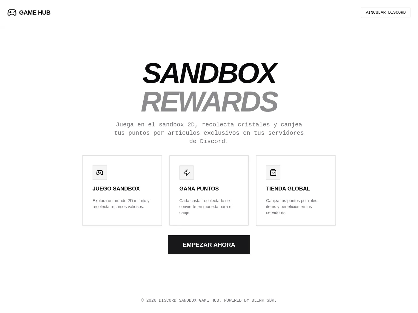 Discord Sandbox Game Hub