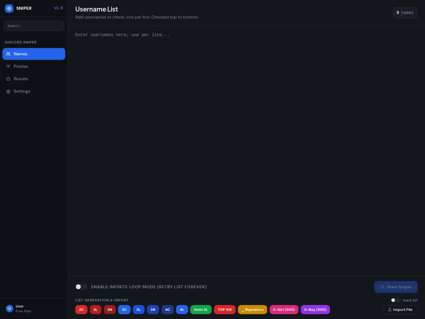 Discord Sniper Dashboard