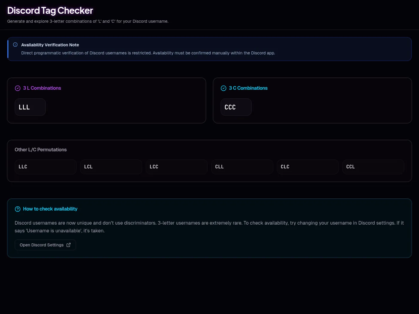 Discord Tag Availability Checker
