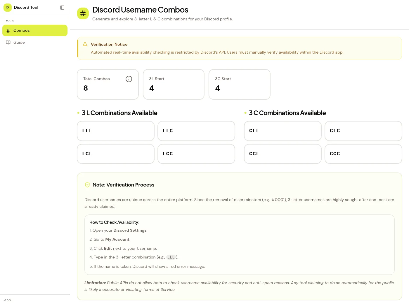 Discord Username Combos Tool