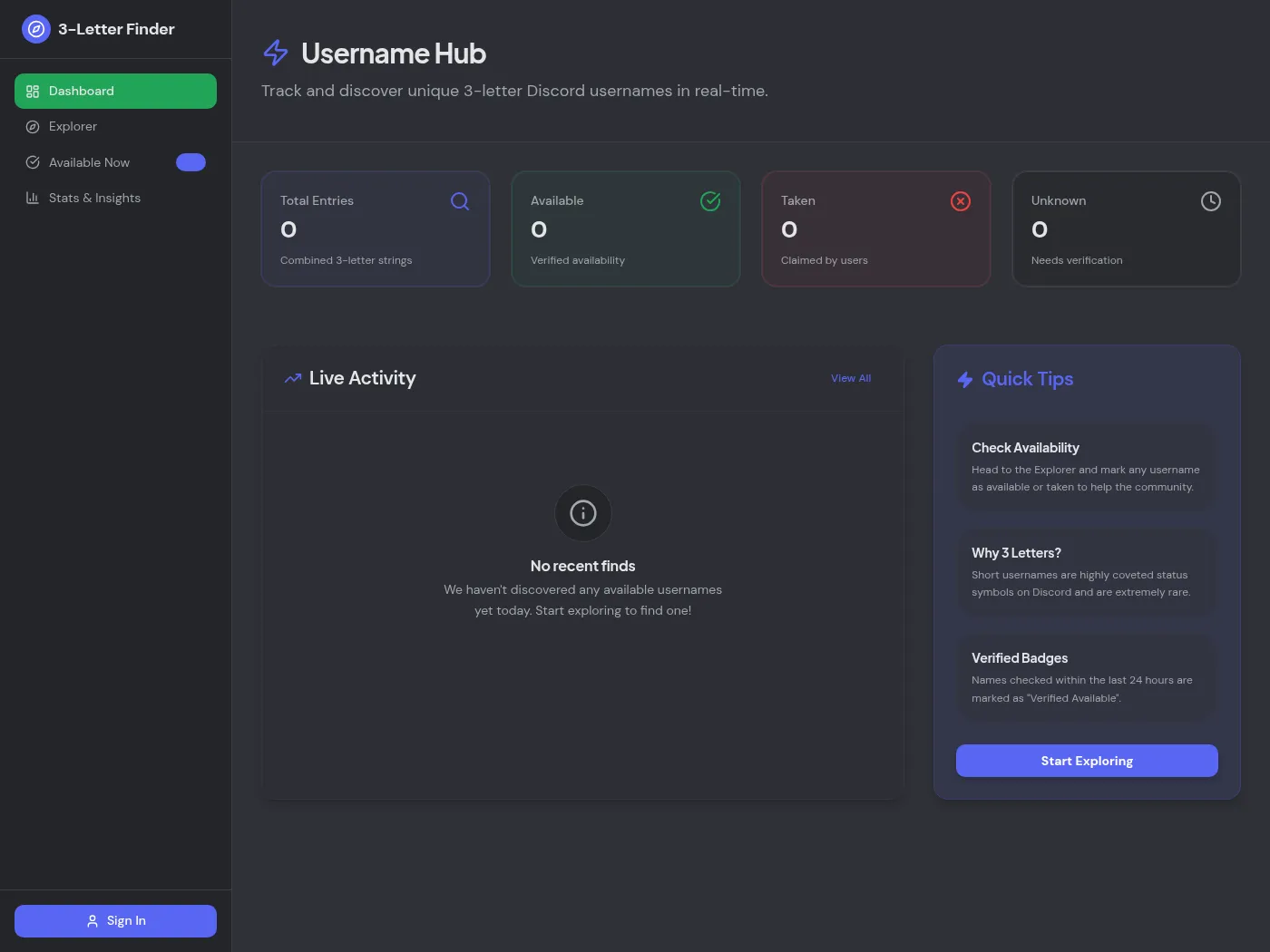 Discord 3-Letter Finder