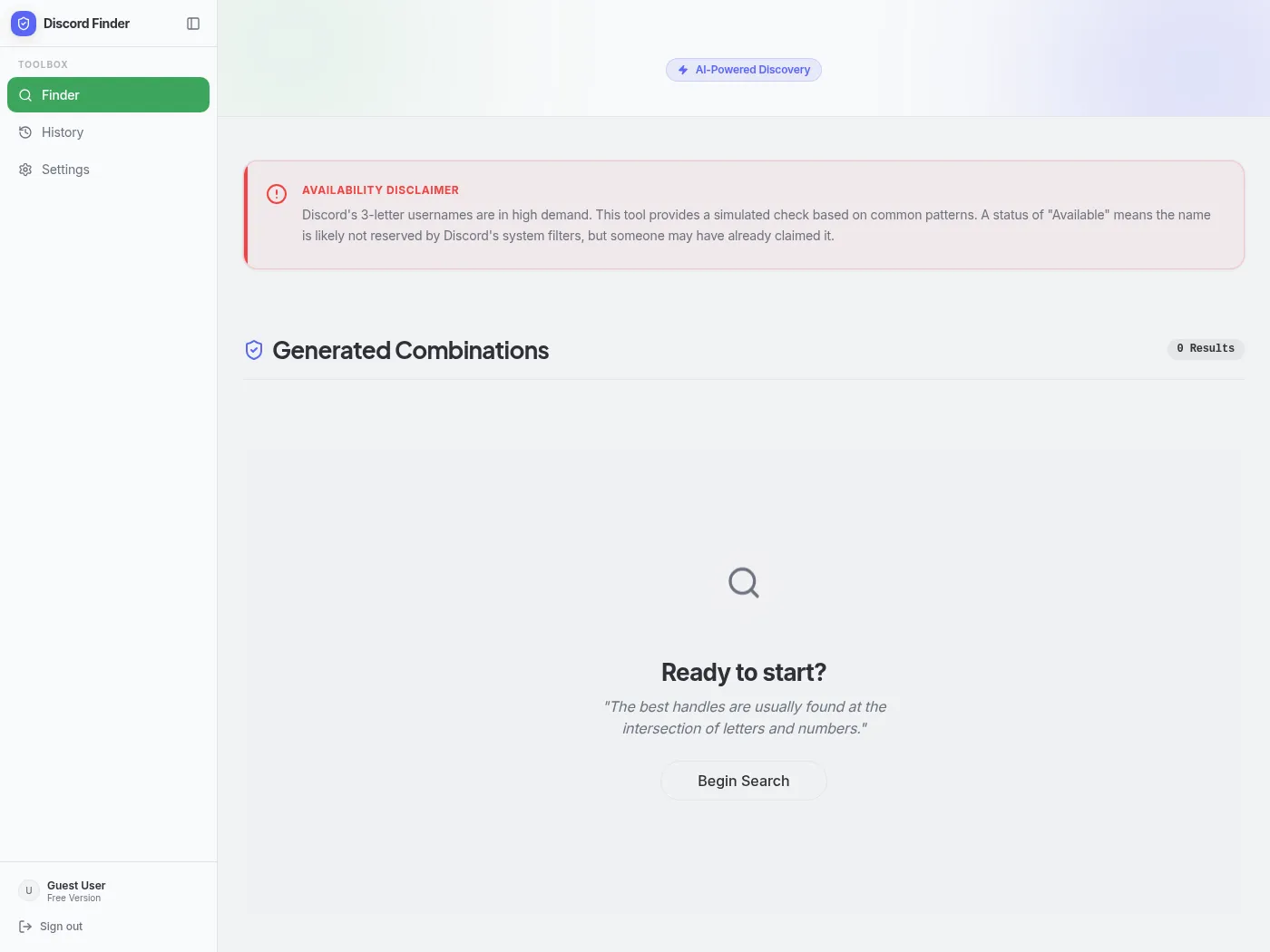 Free 3-Letter Discord Finder