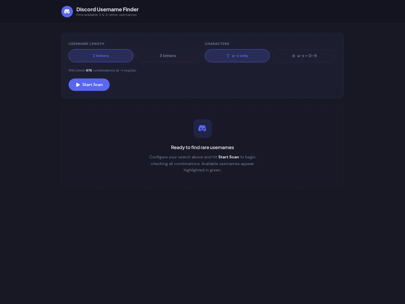 Discord Short Username Finder
