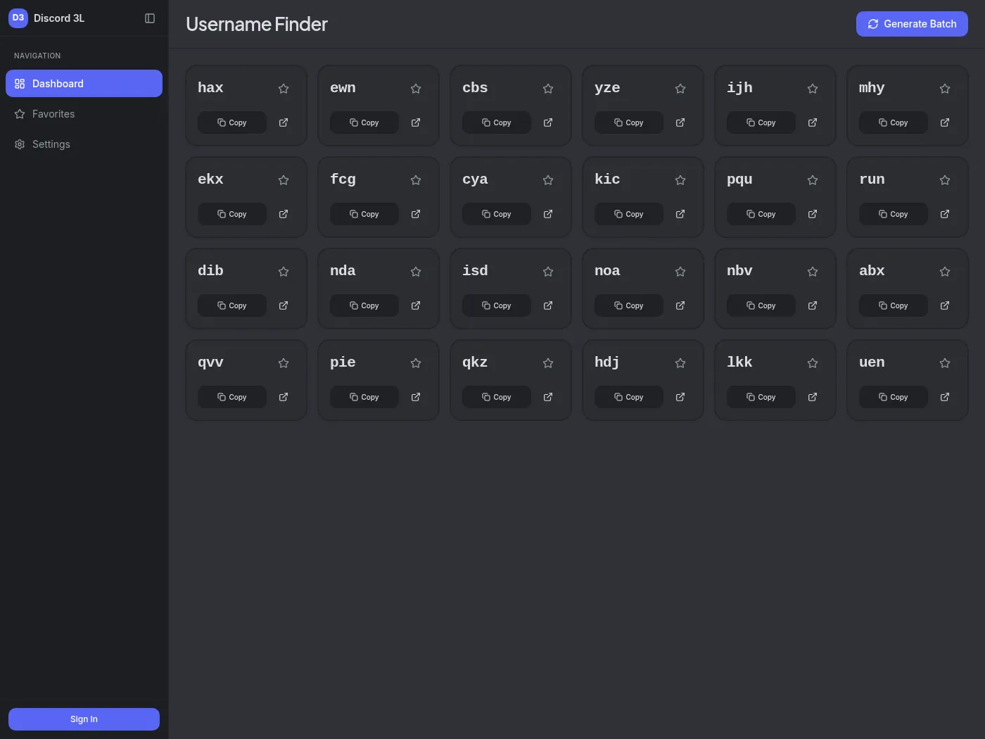 Discord 3-Letter Finder