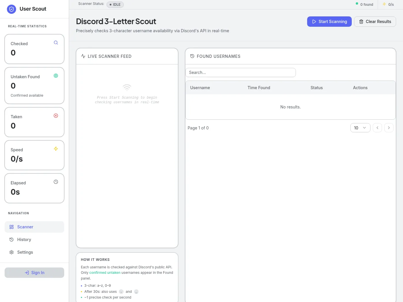 Discord 3-Letter Finder