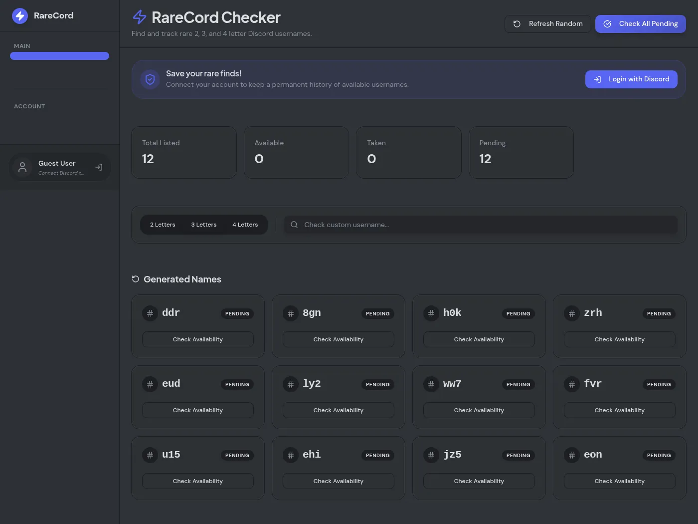 Discord Short Username Checker