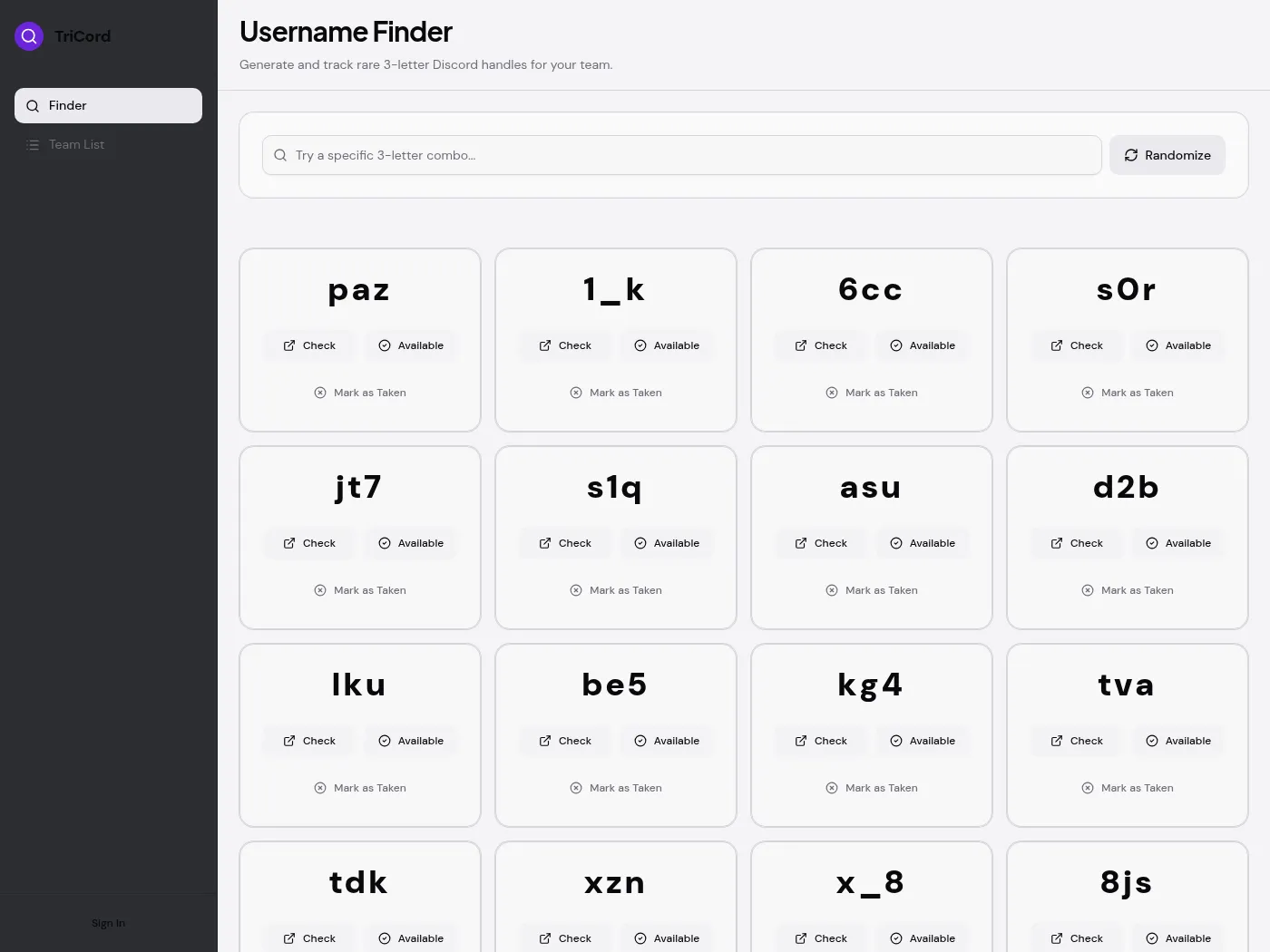 Discord 3-Letter Finder