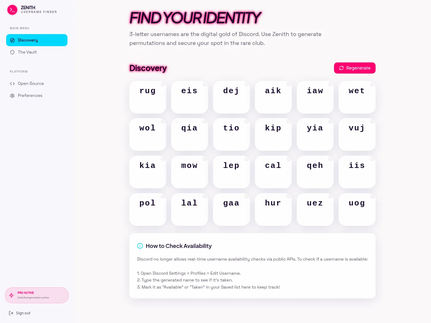 Discord 3-Letter Finder