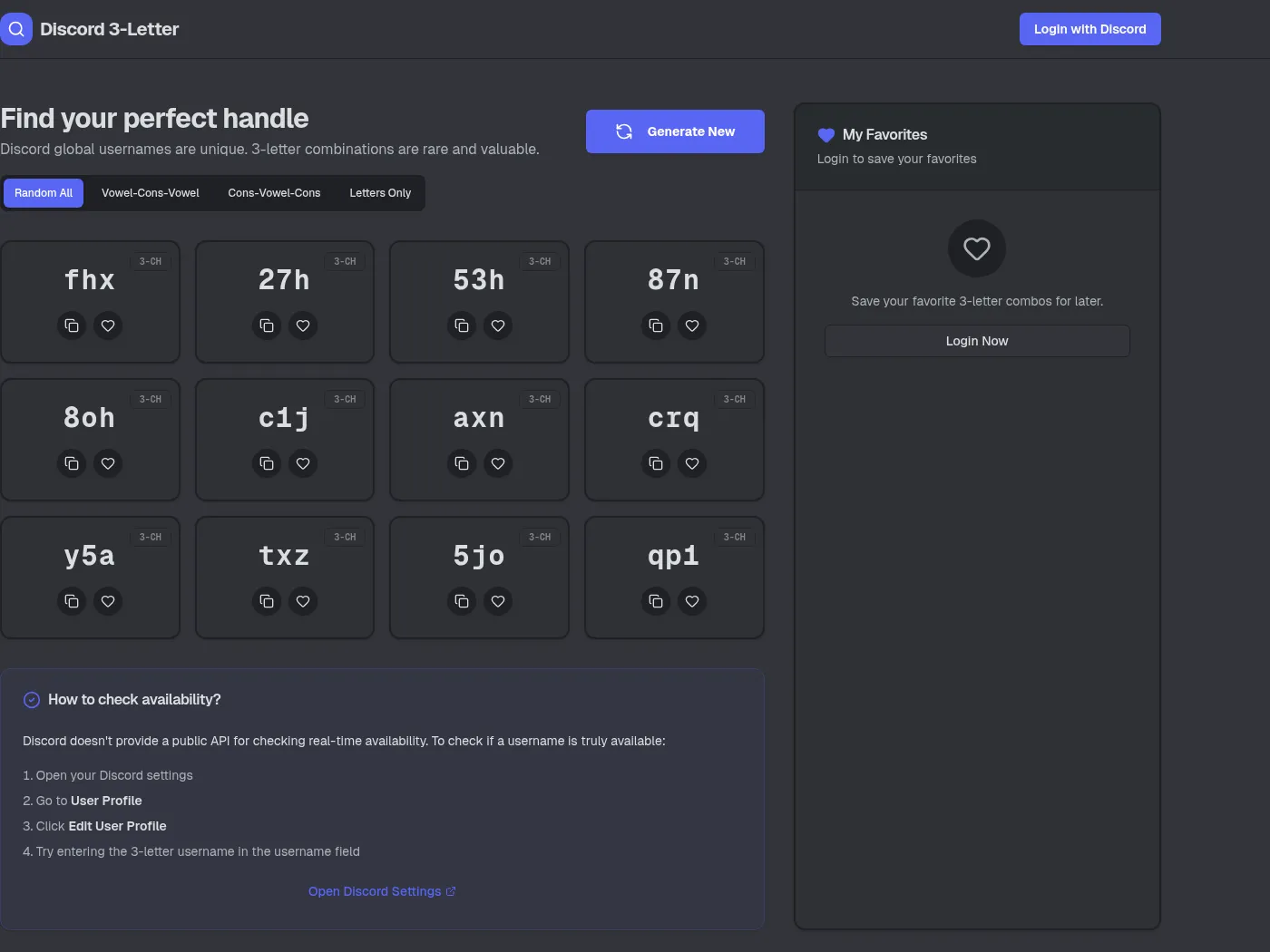 Discord 3-Letter Finder