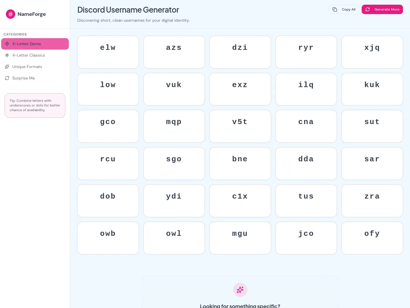 Short Discord Username Finder