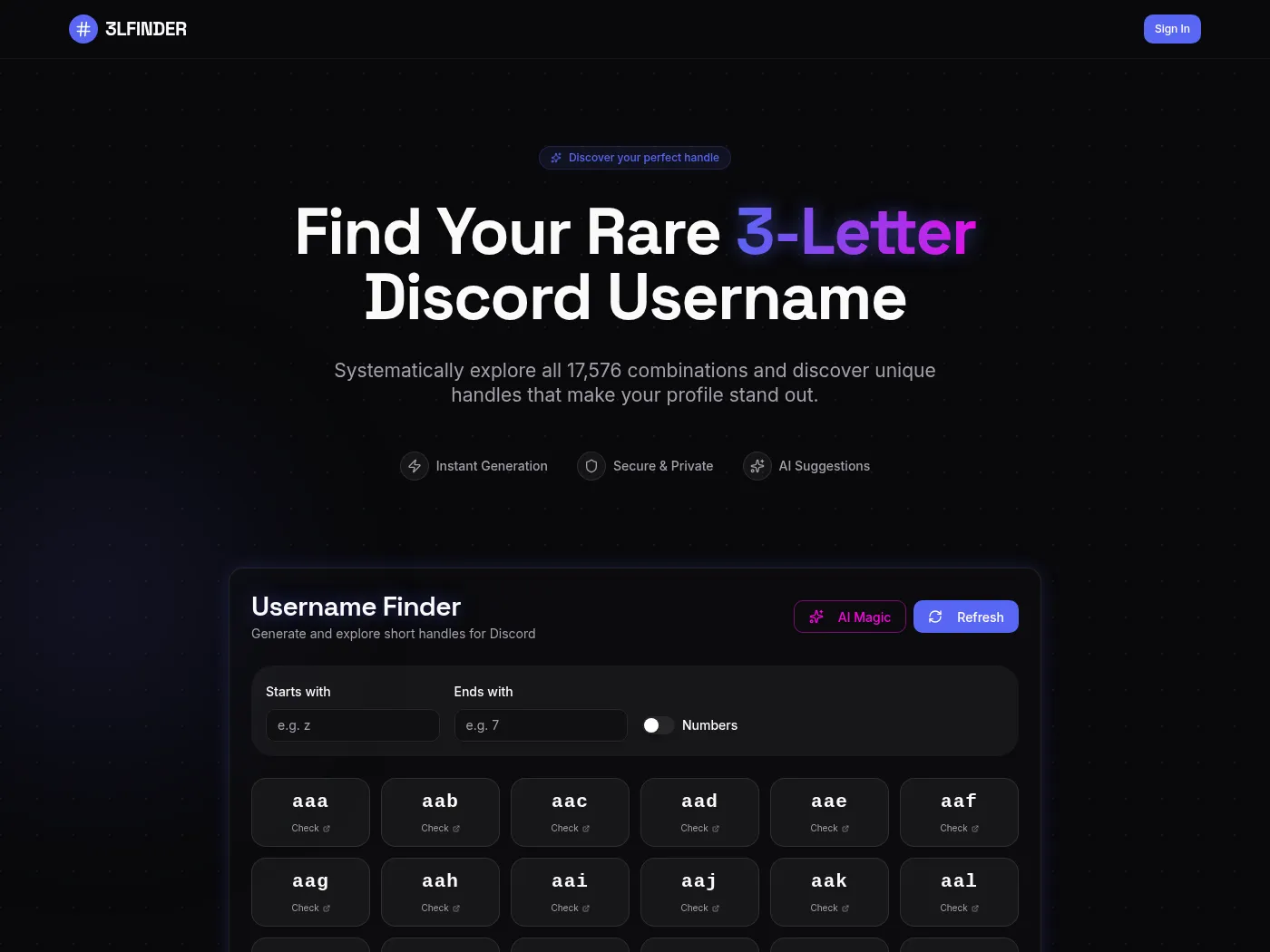 Discord 3-Letter Finder