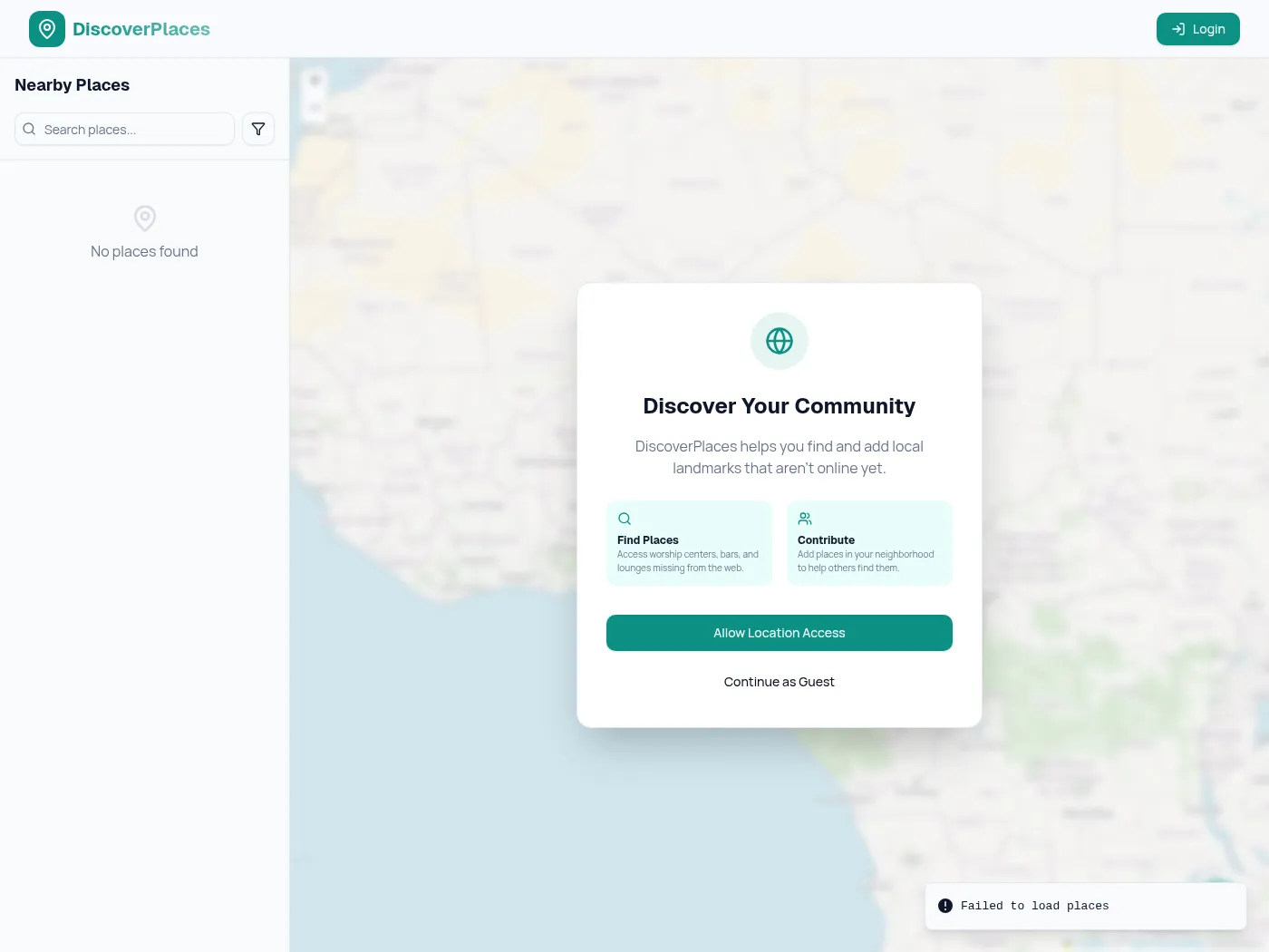 DiscoverPlaces Web App