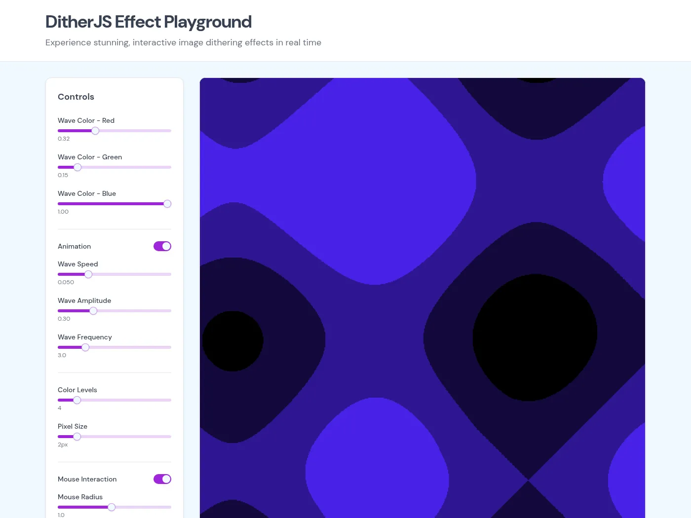 DitherJS Effect Playground