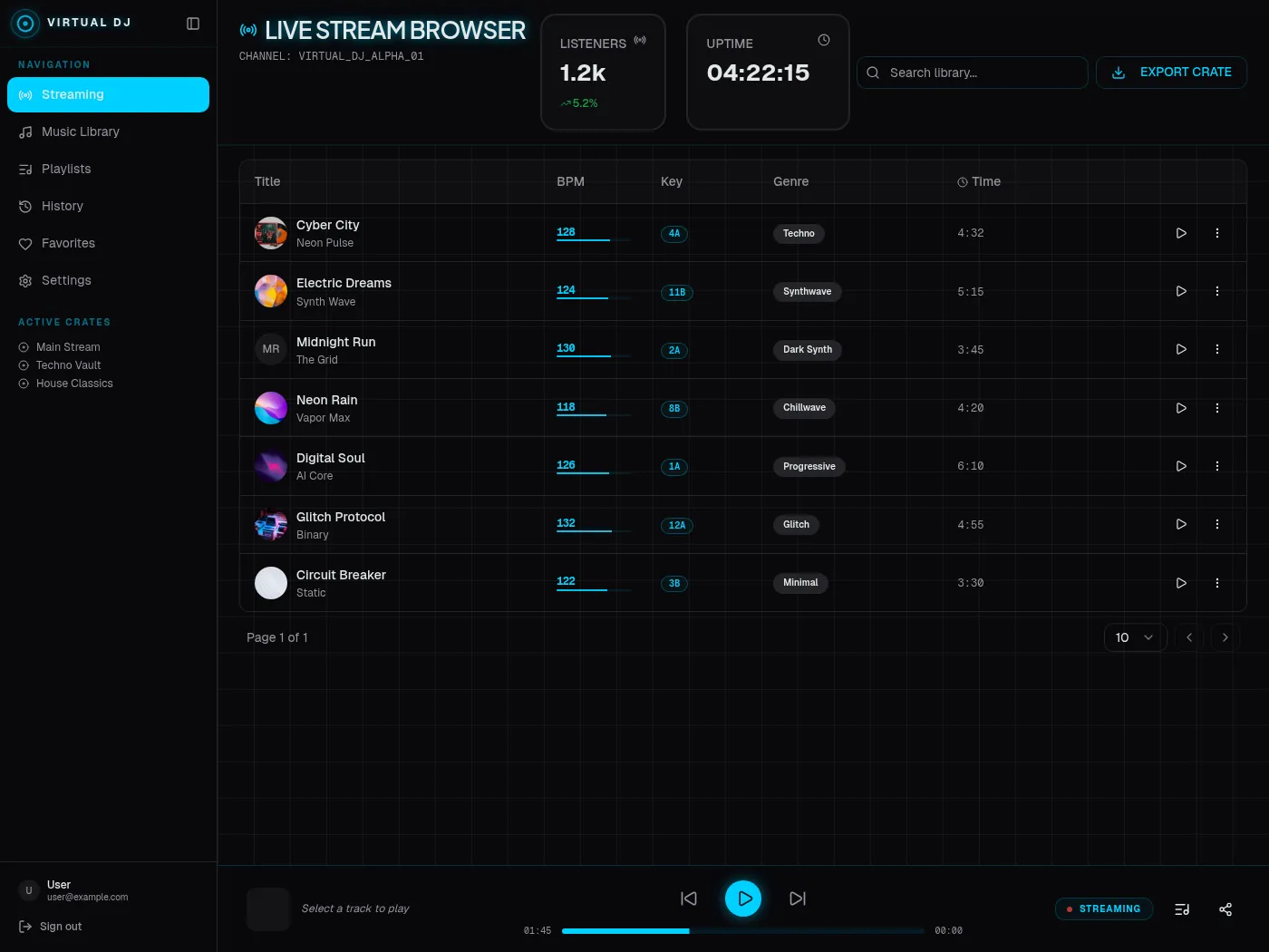 Virtual DJ Music Browser