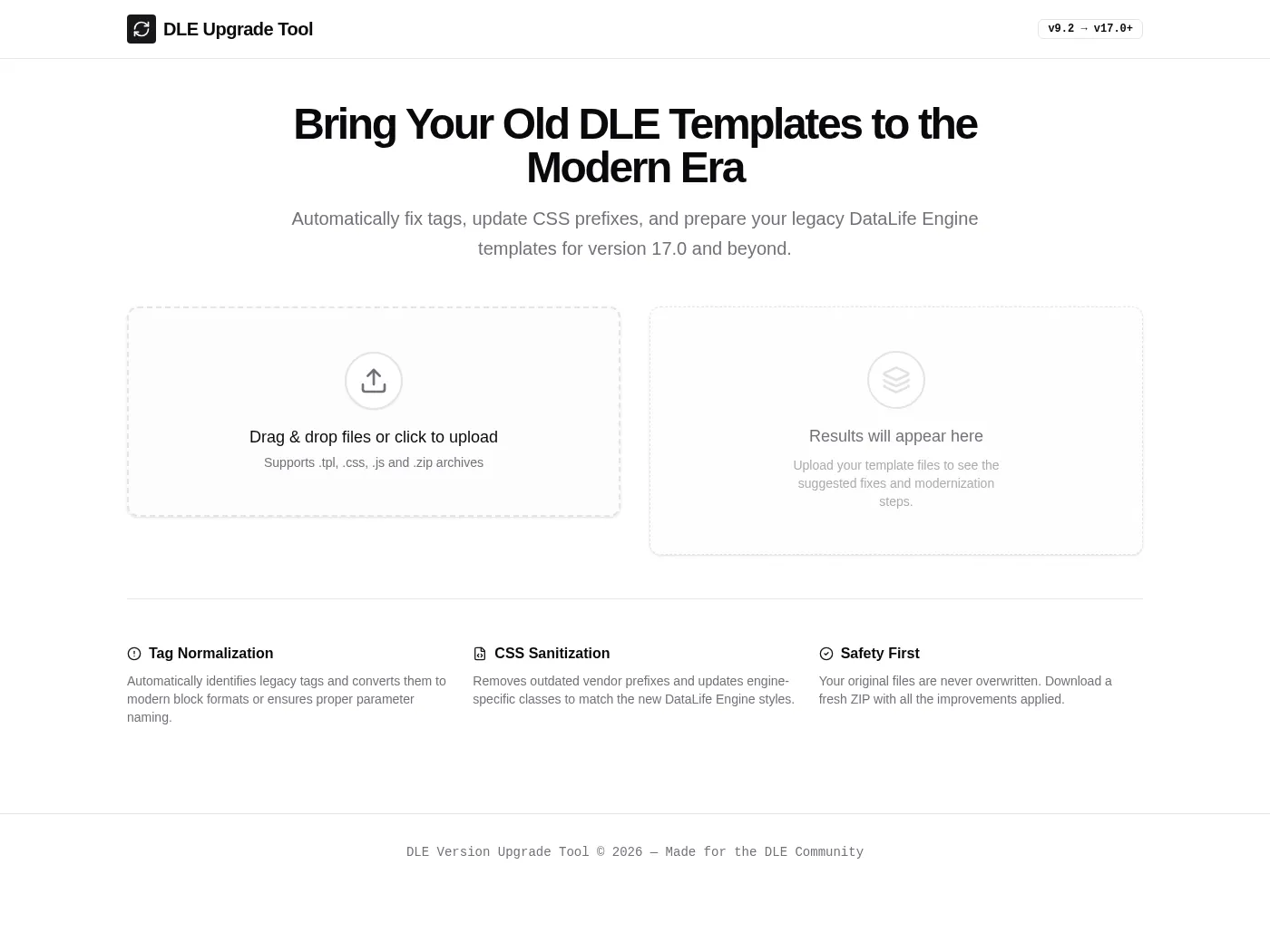 DLE Version Upgrade Tool