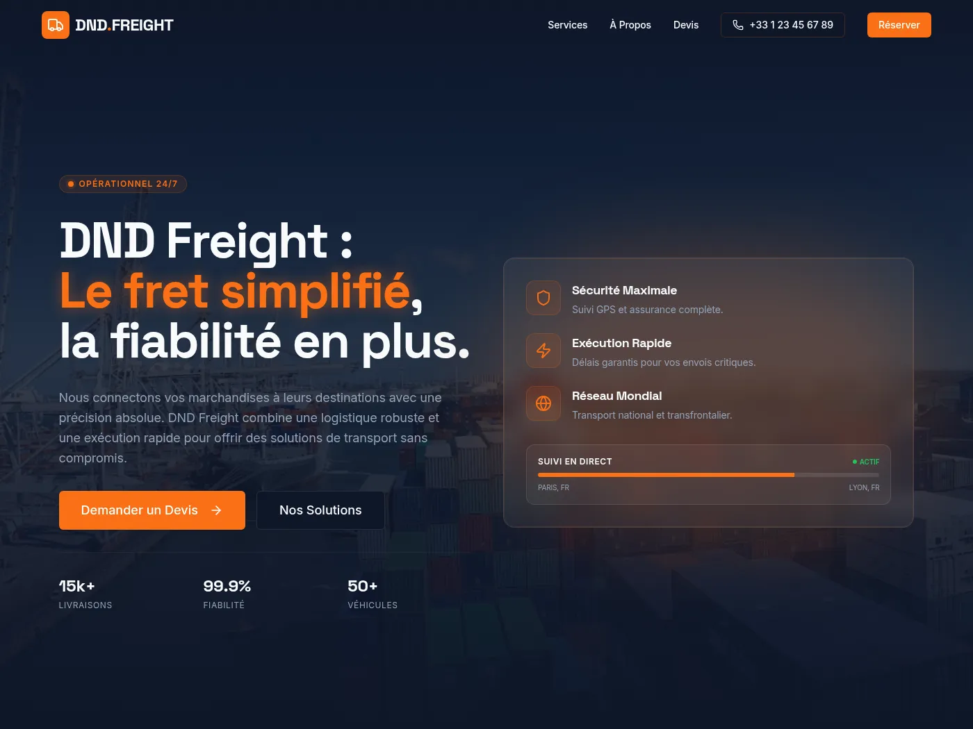 DND Freight Landing Page