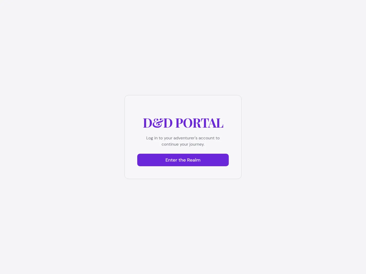 D&D TTRPG Web Portal