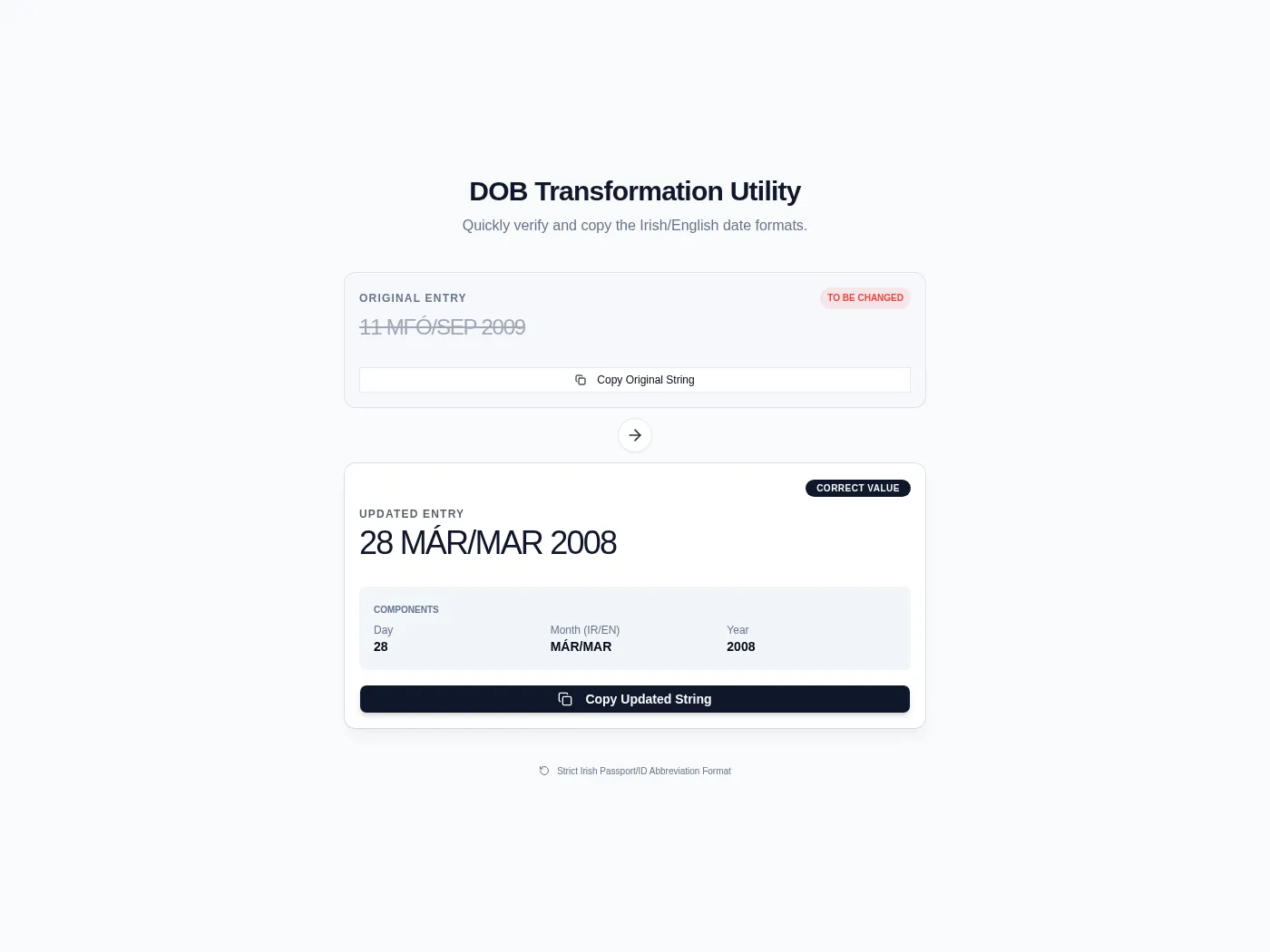 DOB Change Utility