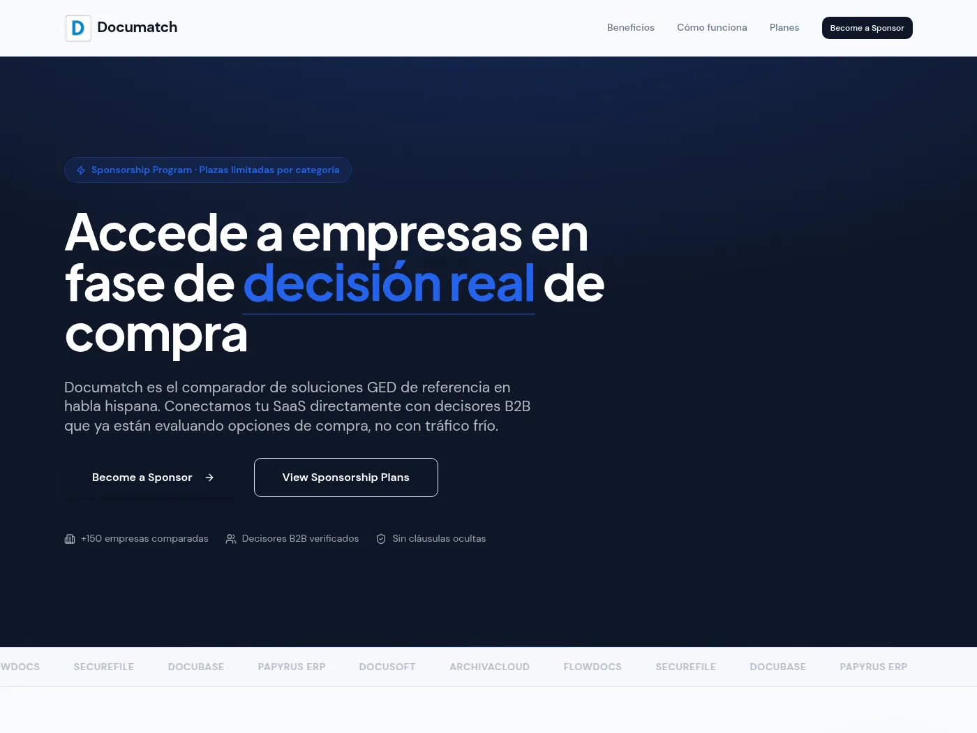 Documatch Sponsor Landing