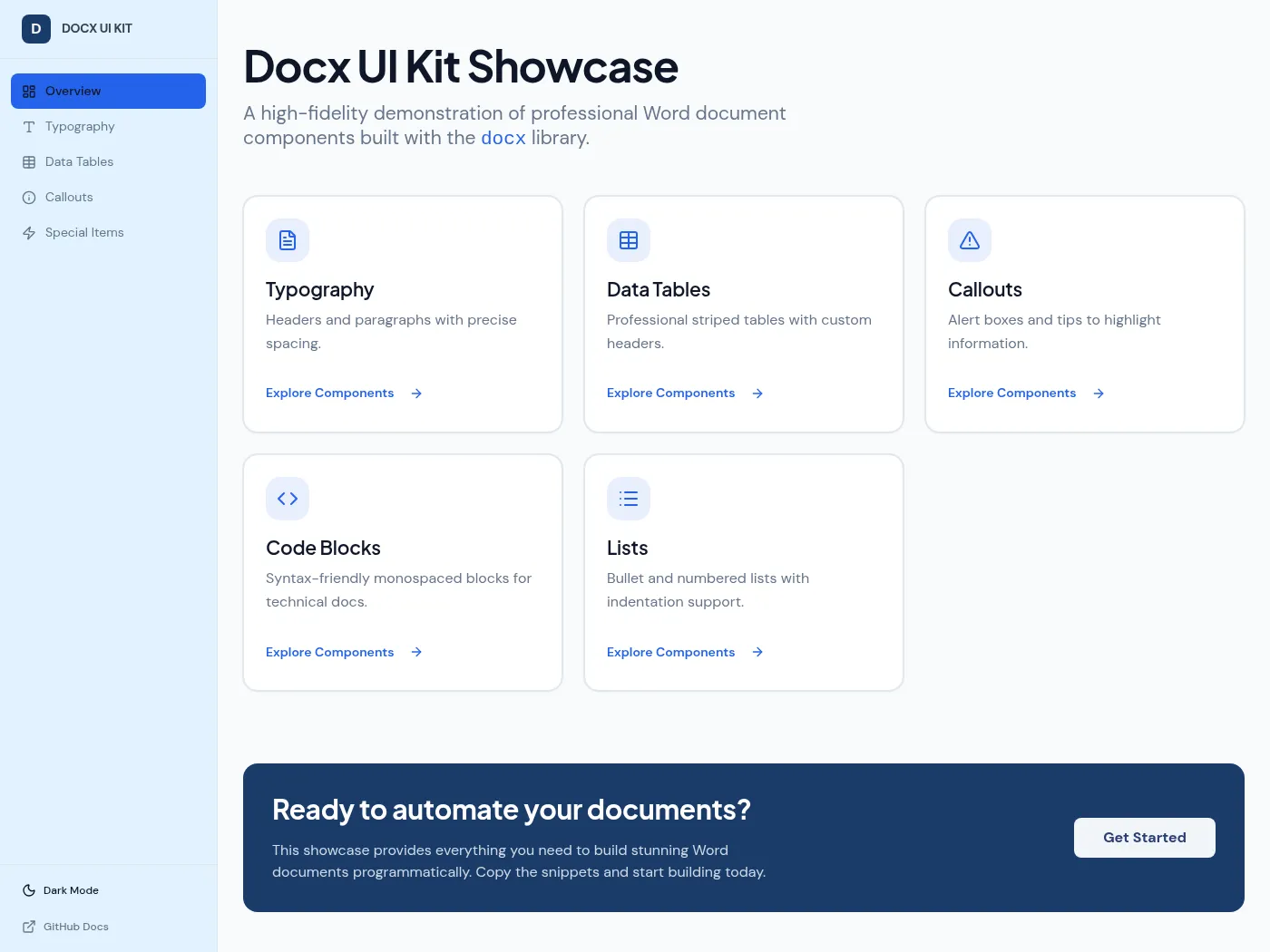 Docx UI Kit Showcase