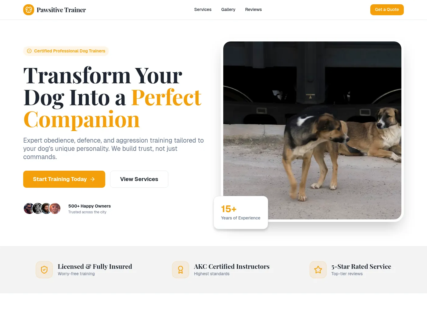 Pawsitive Trainer Landing