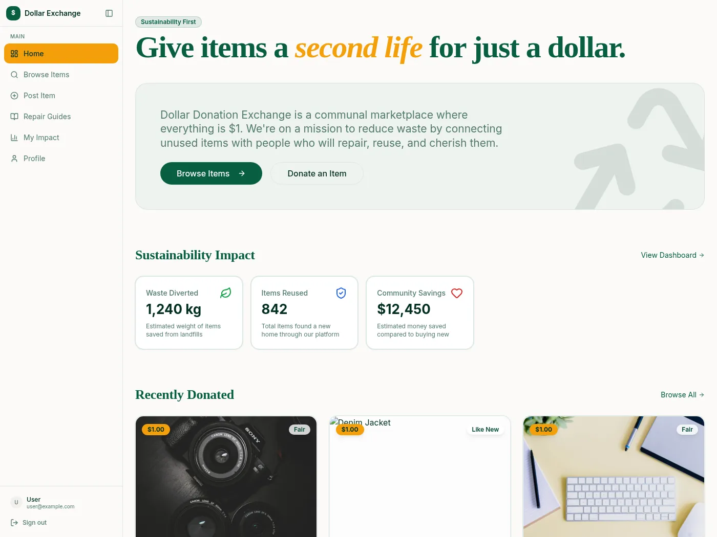 Dollar Donation Exchange