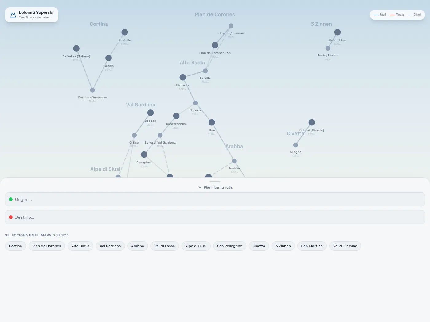 Dolomiti Ski Route Planner