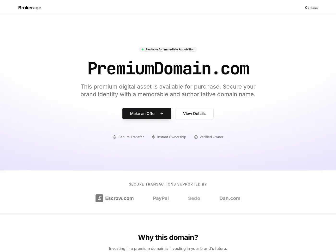Domain Sales Page