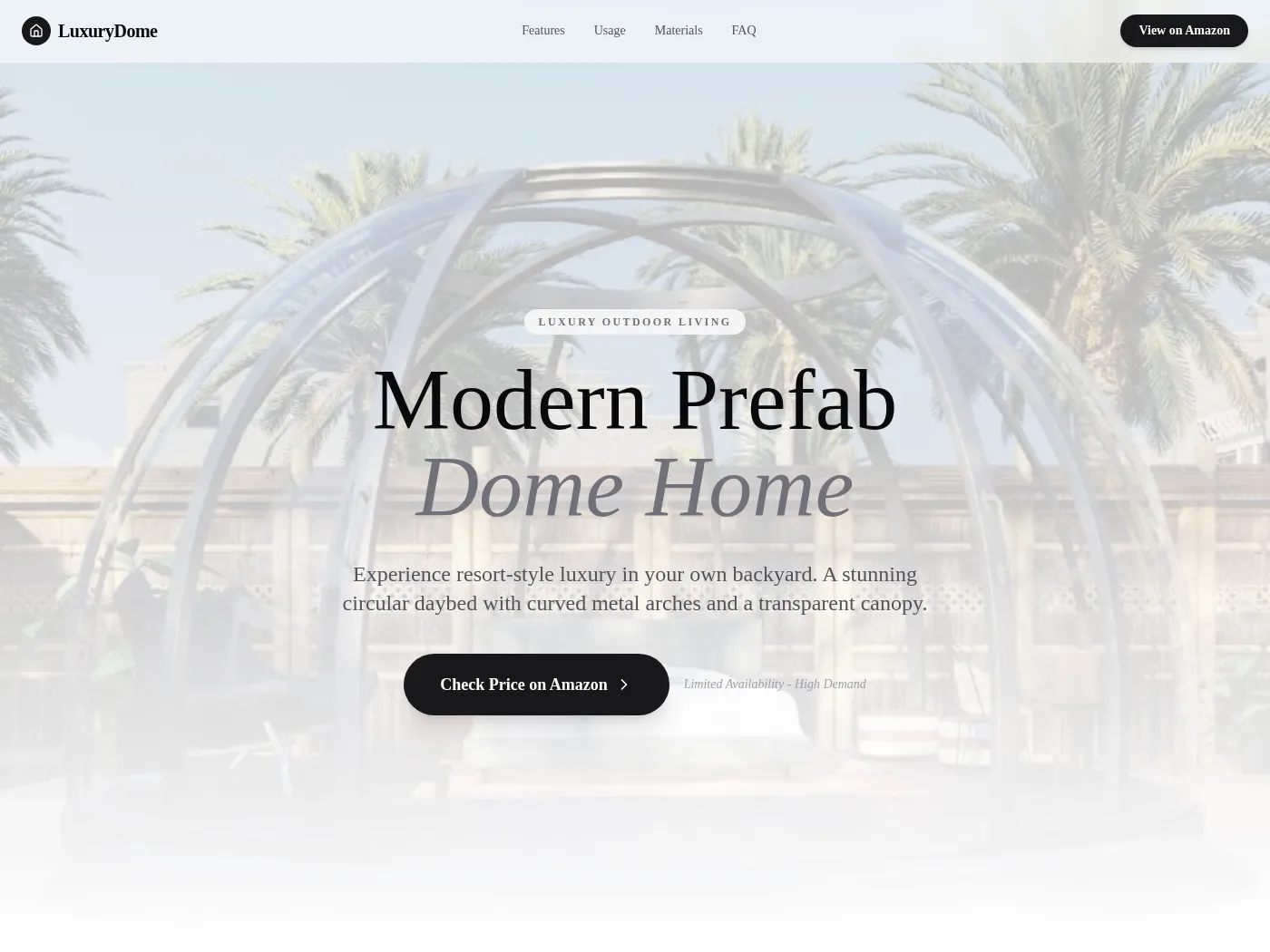 Dome Daybed Landing Page