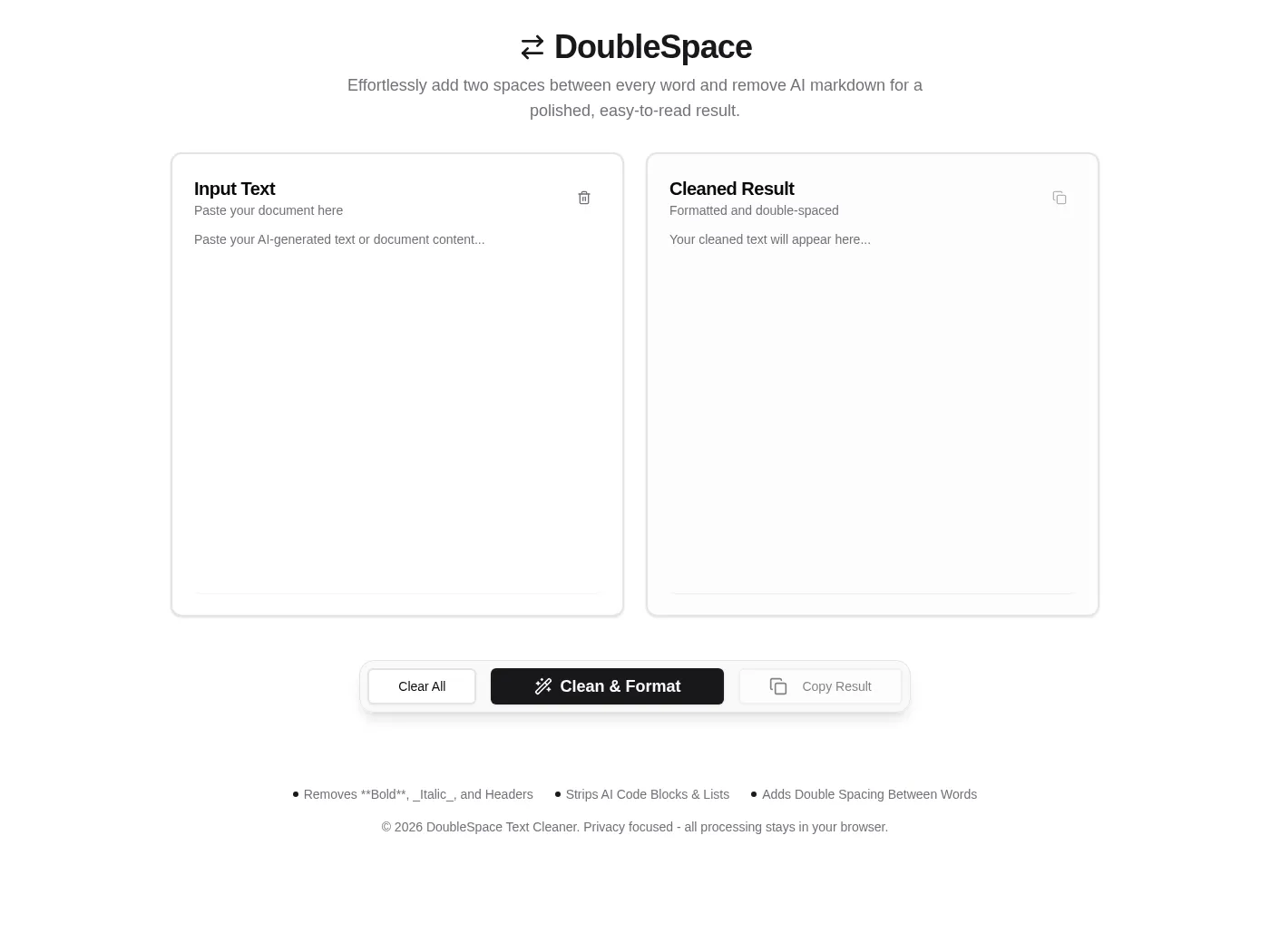 DoubleSpace Text Cleaner