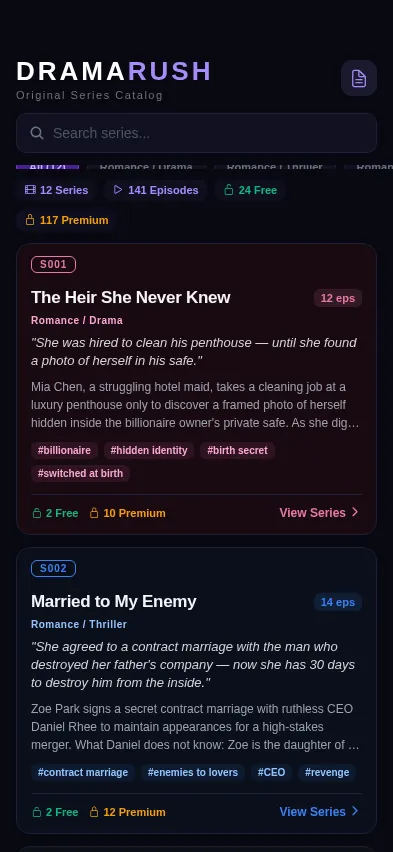 DramaRush Series Catalog