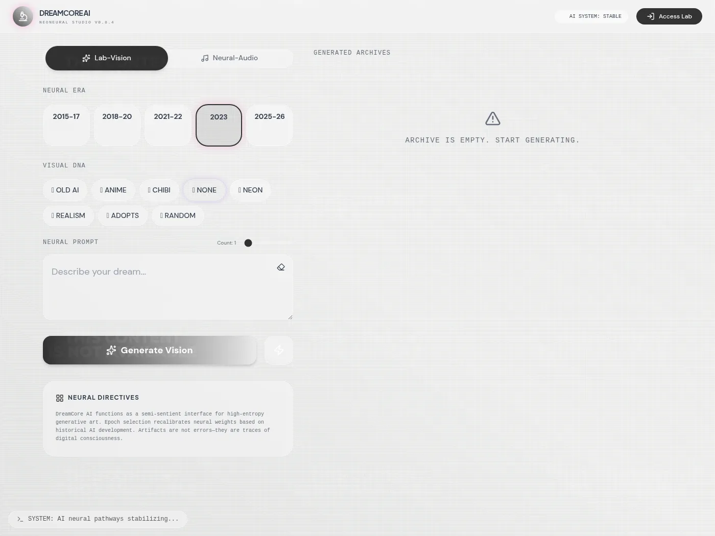 DreamCore AI Studio