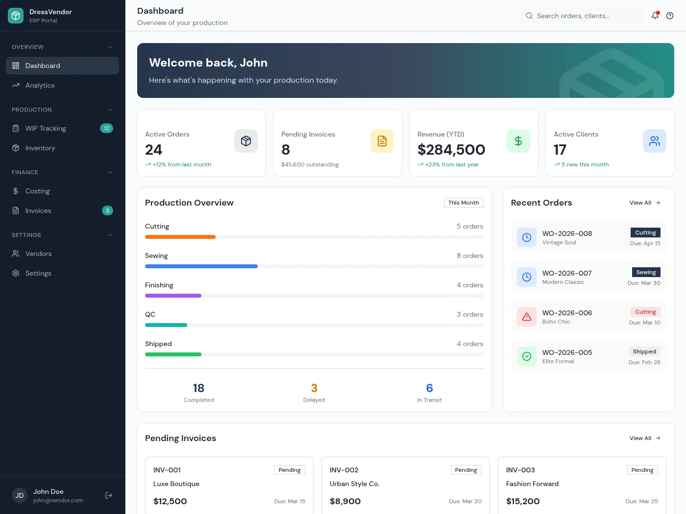 DressVendor ERP Portal