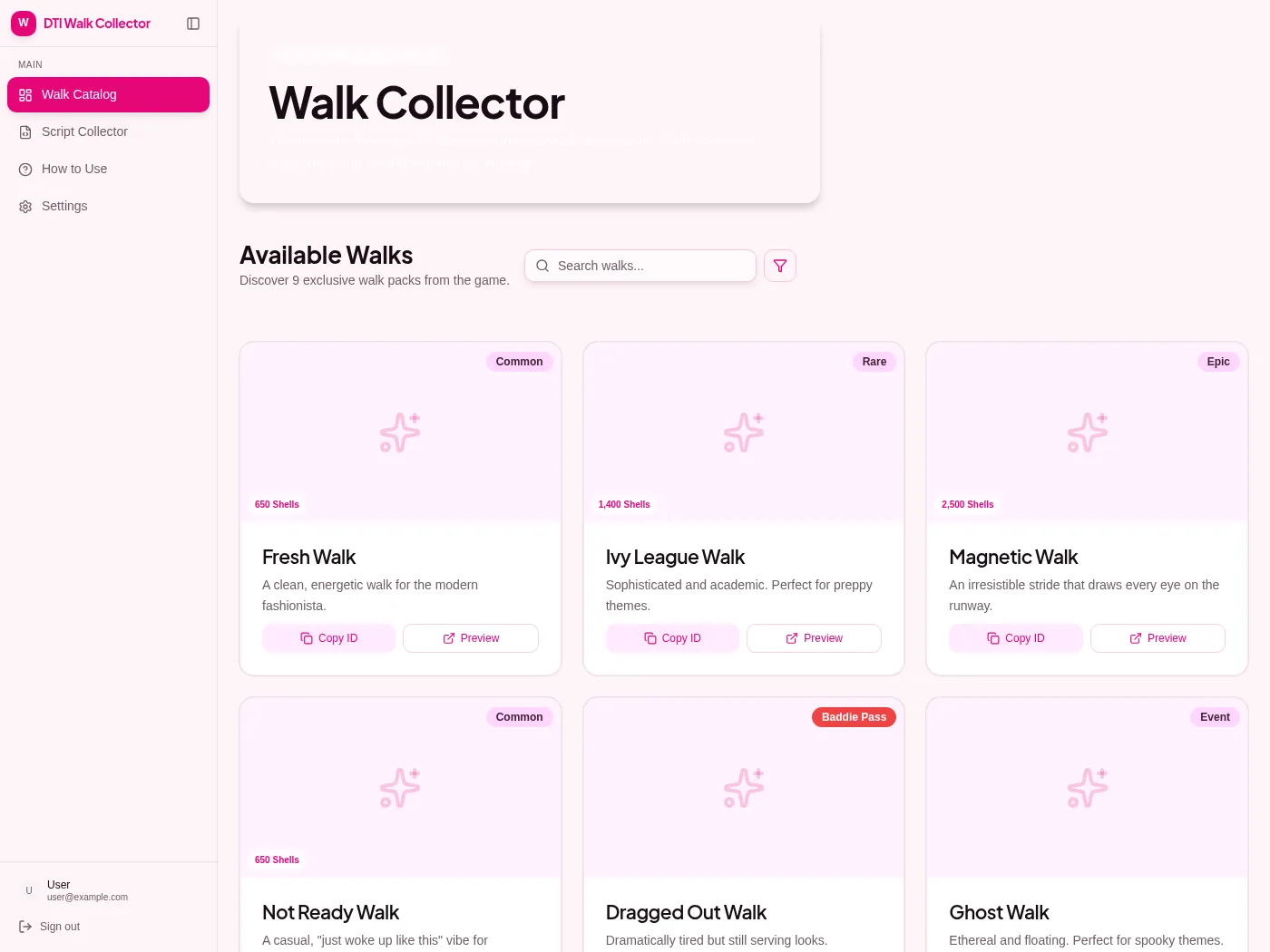 Walk Collector Script
