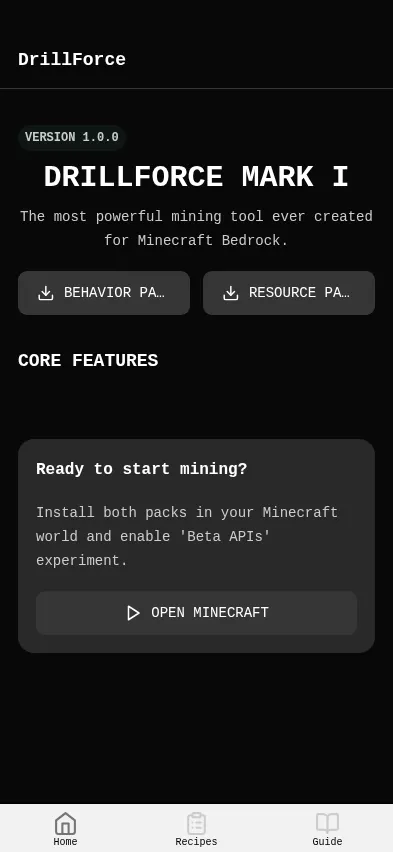 DrillForce Minecraft Add-on
