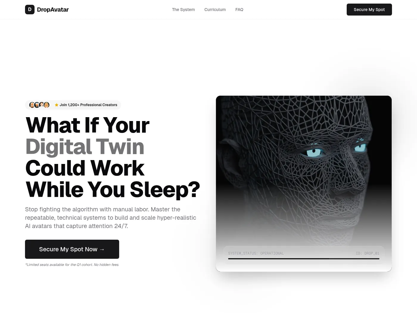 DropAvatar Landing Page