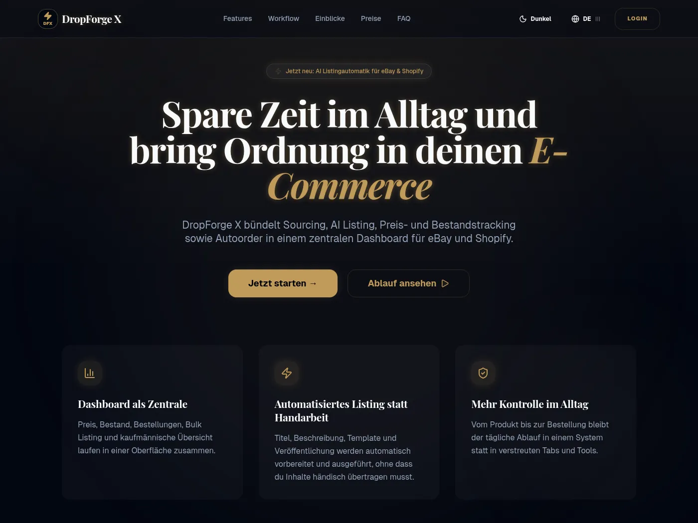 DropForge X Landingpage