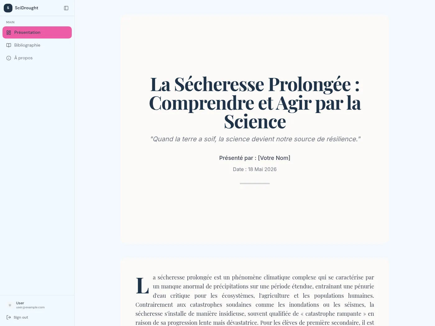 SciDrought Presentation Doc