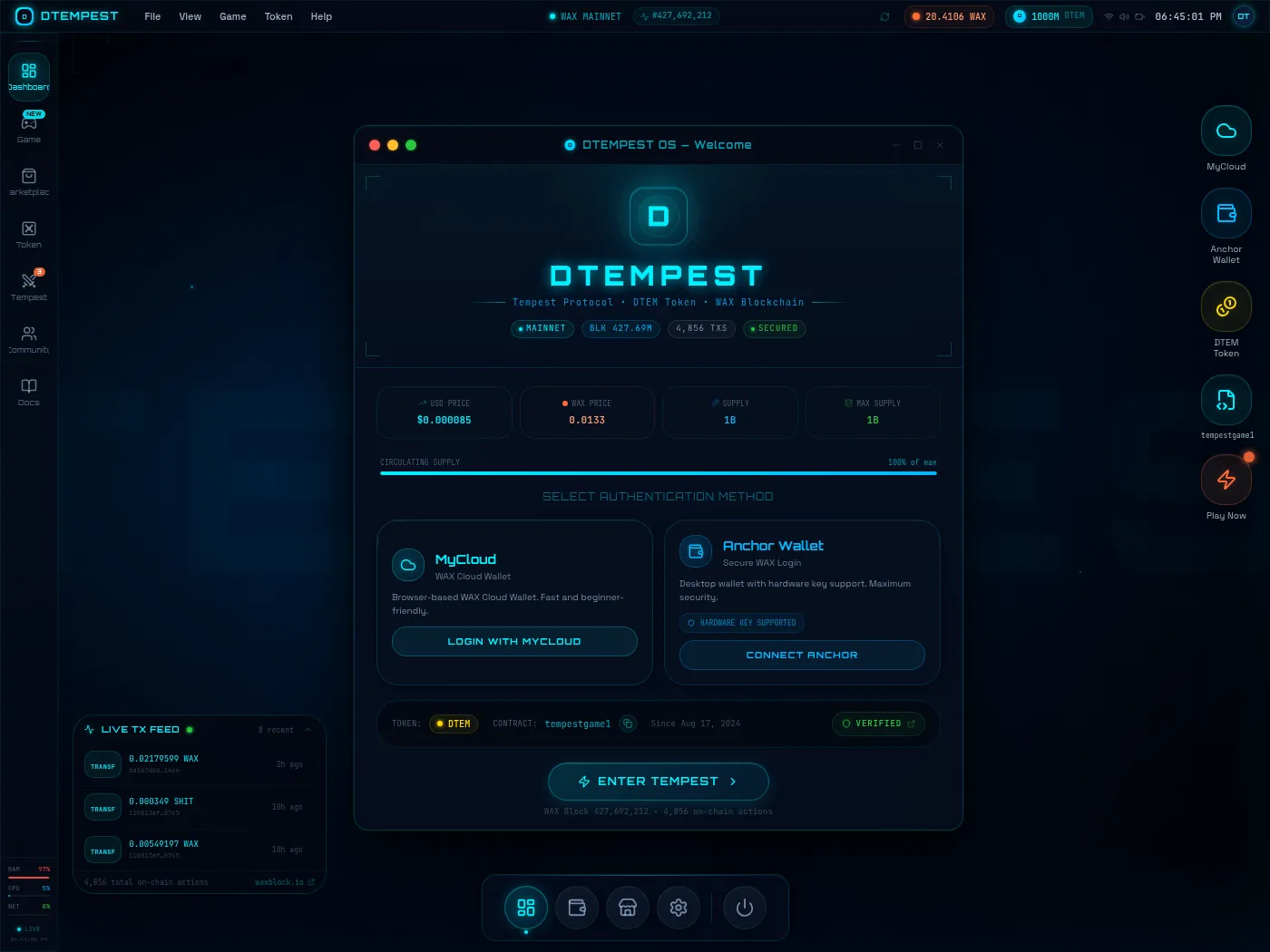 DTEMPEST OS Mockup
