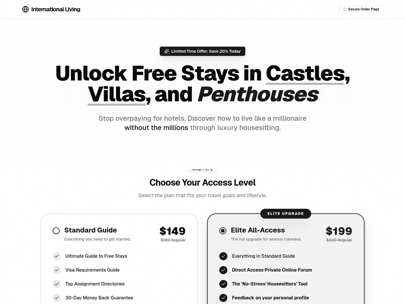 Dual Choice Order Page